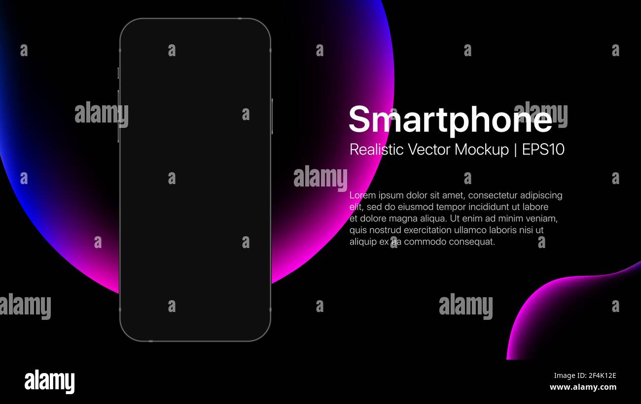 Phone presentation slide with liquid bubbles. Smartphone mockup. Vector ...