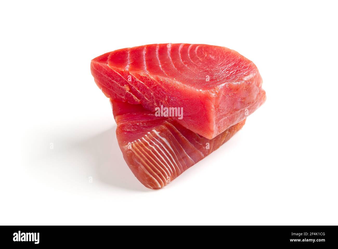 fresh yellowfin sliced tuna steak isolated on a white background ...