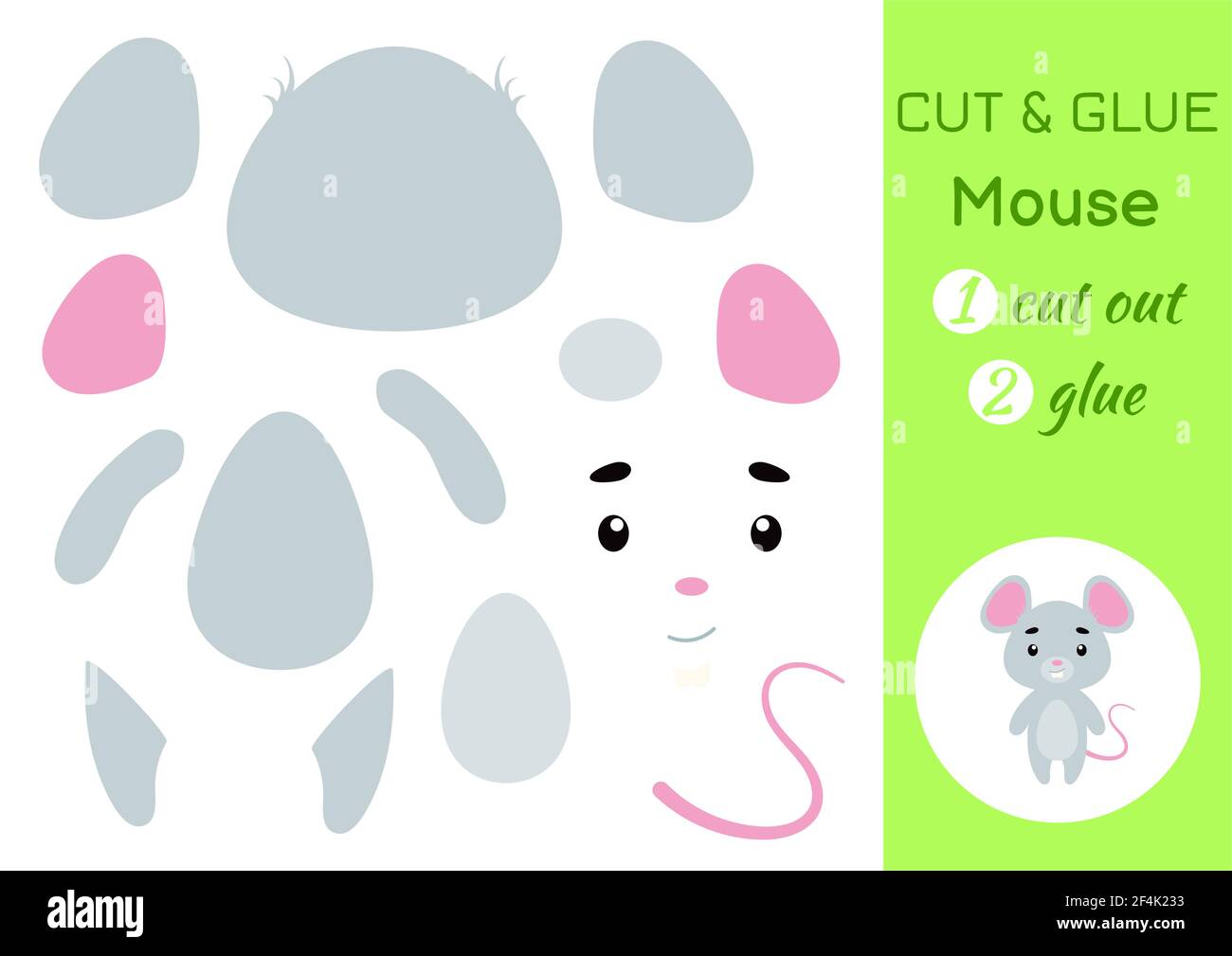 Cut and glue paper little mouse. Kids crafts activity page. Educational ...