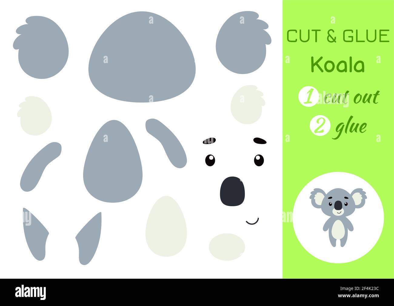 Cut and glue paper little koala. Kids crafts activity page. Educational ...
