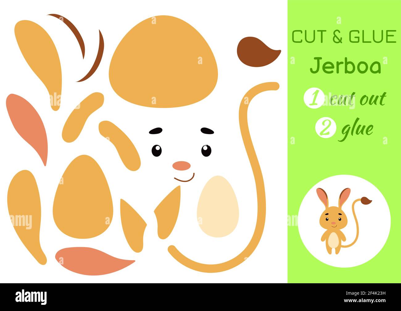 Cut and glue paper little jerboa. Kids crafts activity page ...