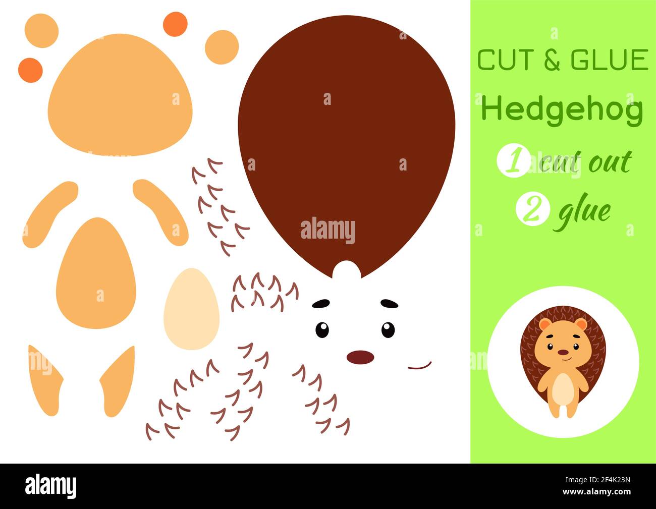 Cut and glue paper little hedgehog. Kids crafts activity page ...