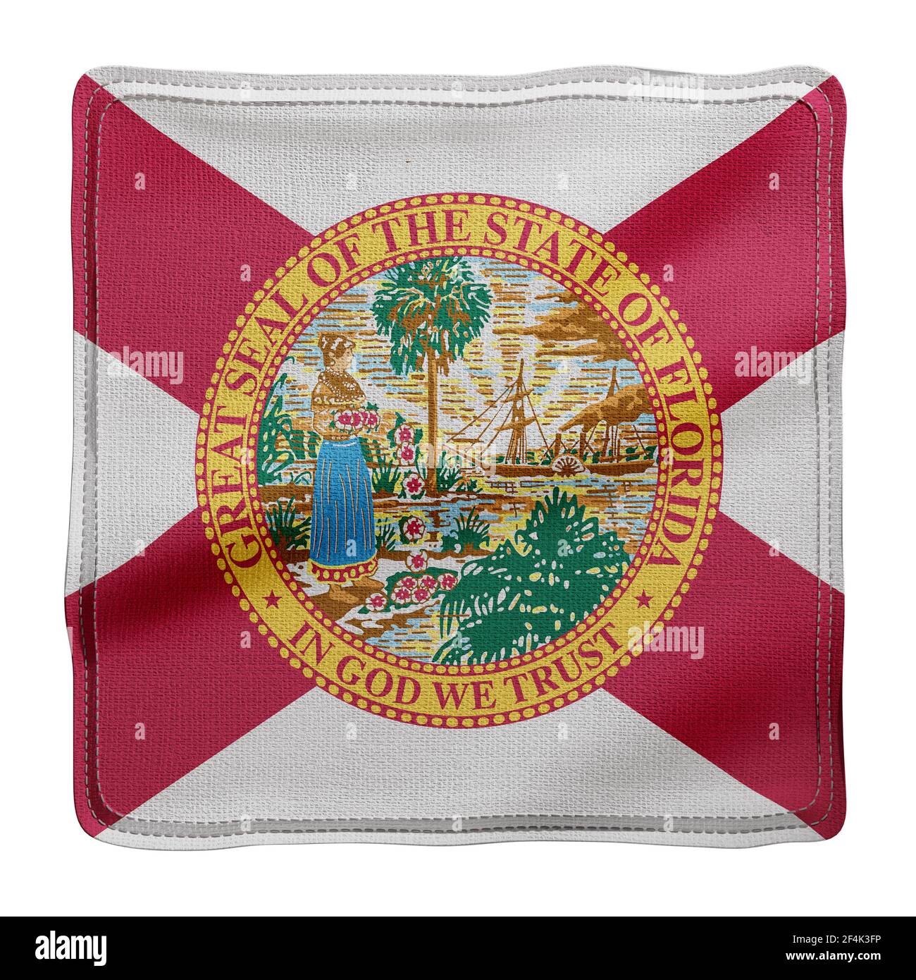 3d rendering of a detailed and textured Florida USA State flag on white ...