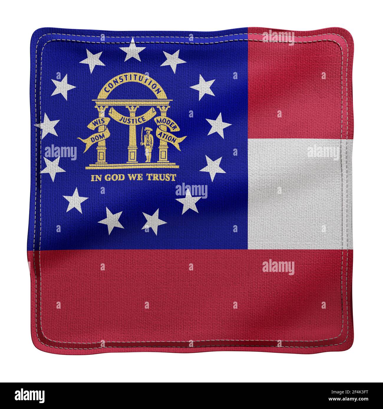 3d rendering of a detailed and textured Georgia USA State flag on white ...