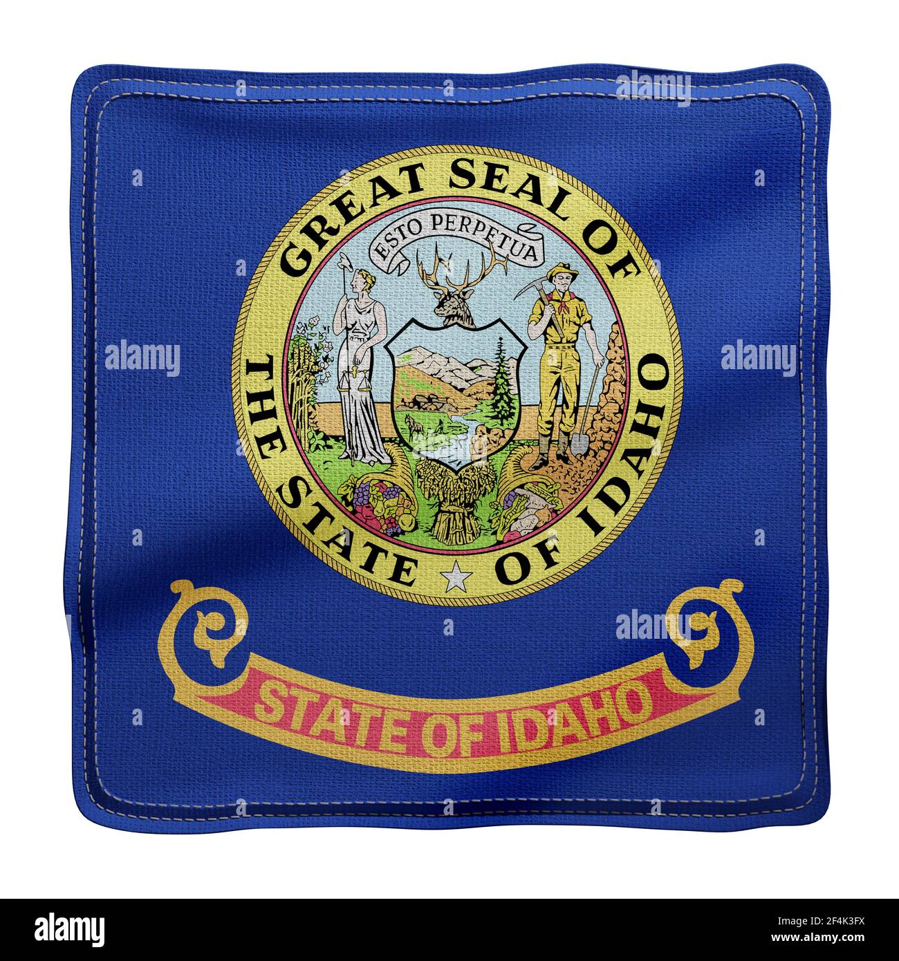 3d rendering of a detailed and textured Idaho USA State flag on white ...