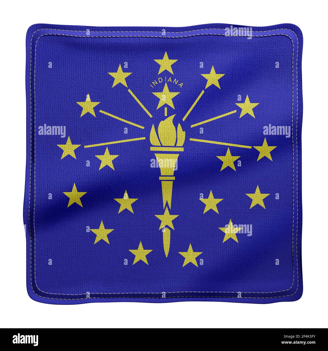 3d rendering of a detailed and textured Indiana USA State flag on white ...