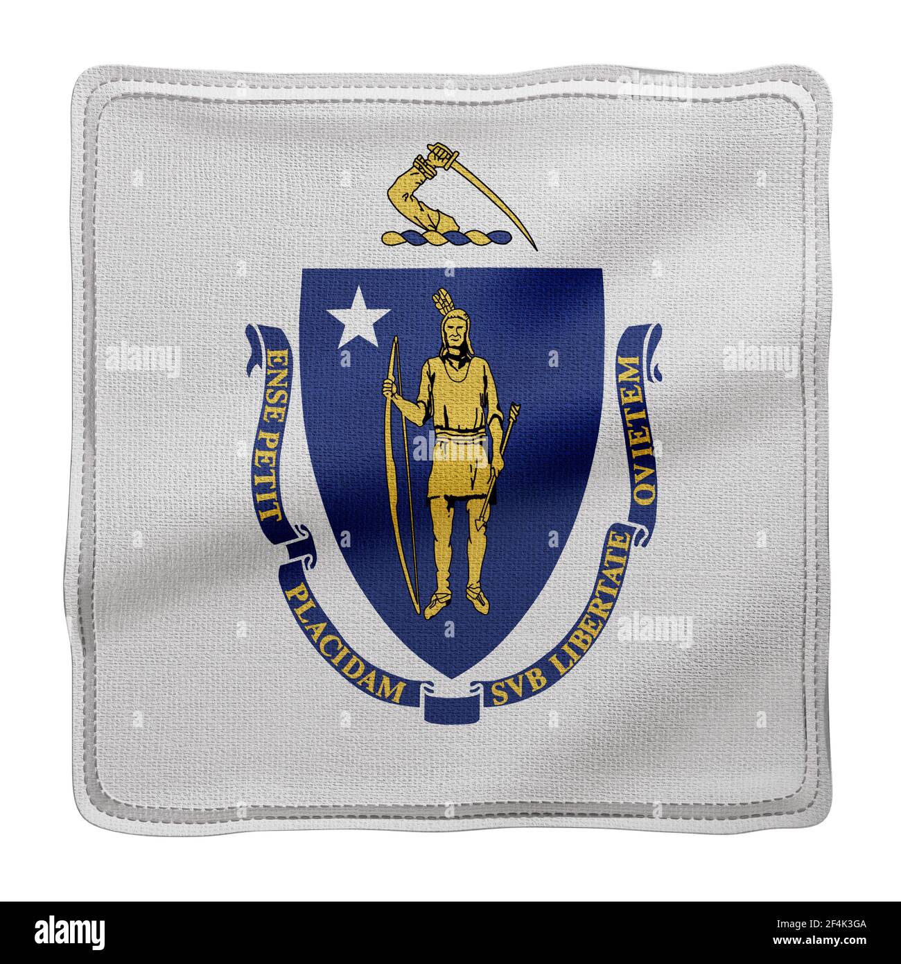 3d rendering of a detailed and textured Massachusetts USA State flag on ...