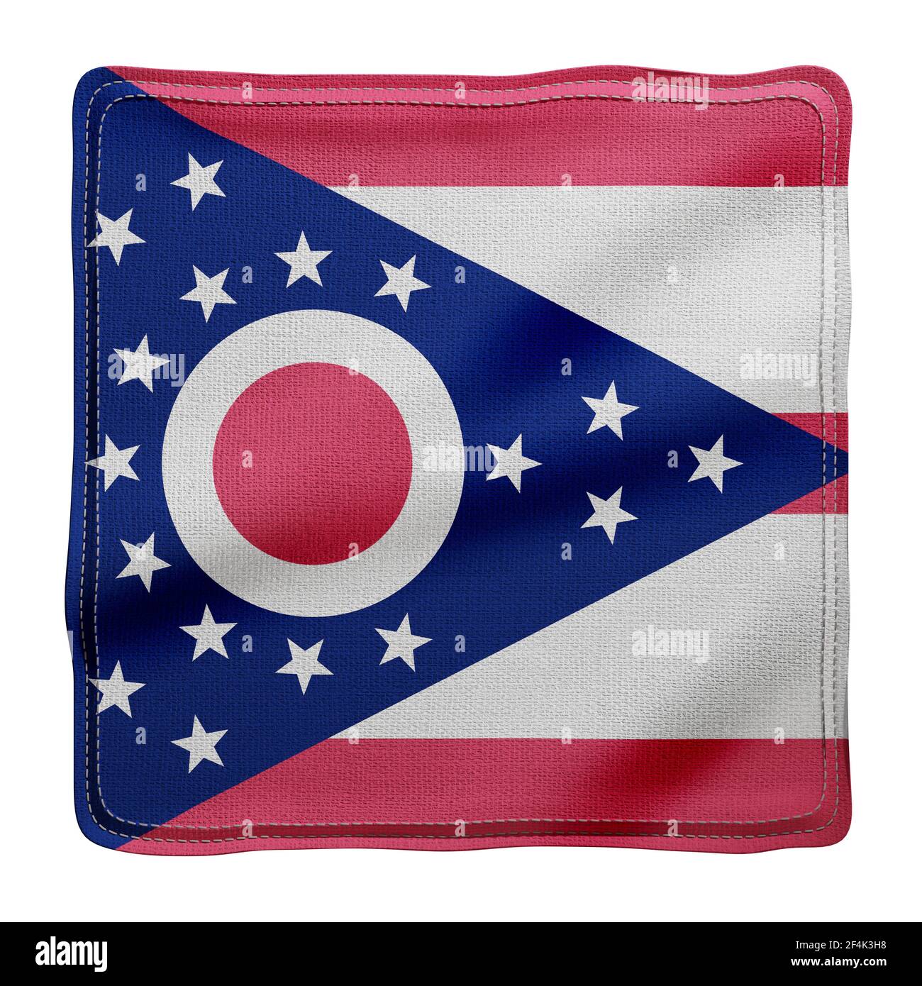 3d rendering of a detailed and textured Ohio USA State flag on white ...