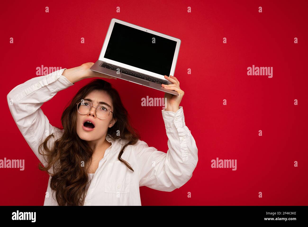 Photo shot of amazing funny happy beautiful smiling dark hair young ...