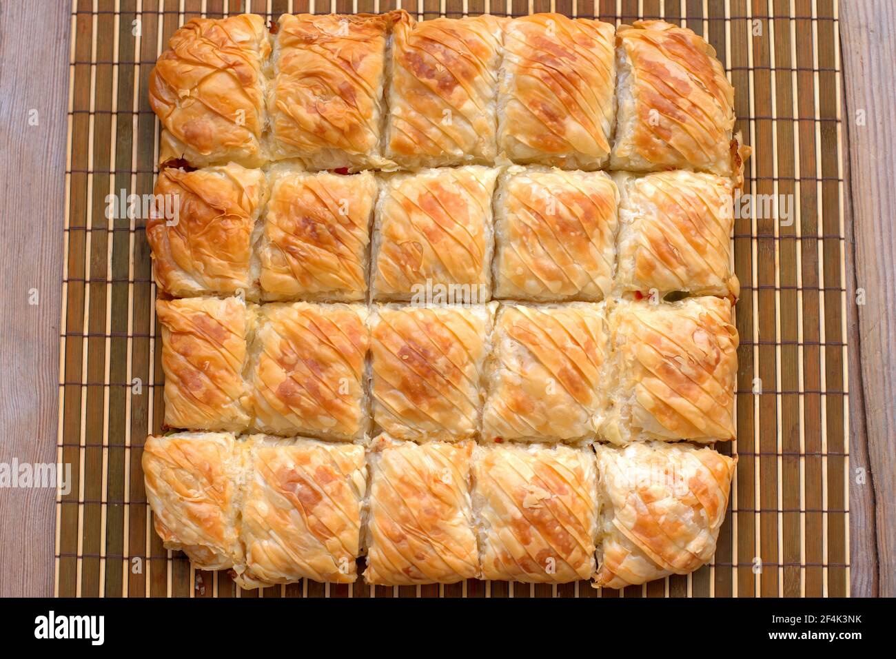Turkish Burek pie. Lavash puff pastry with cheese and peppers Stock ...