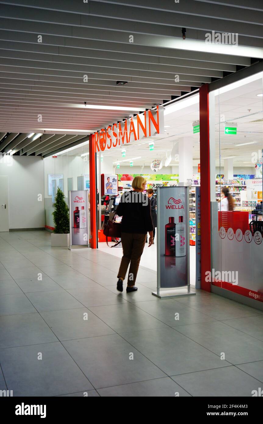 POZNAN, POLAND - Sep 17, 2013: Entrance of a Rossmann store in a ...