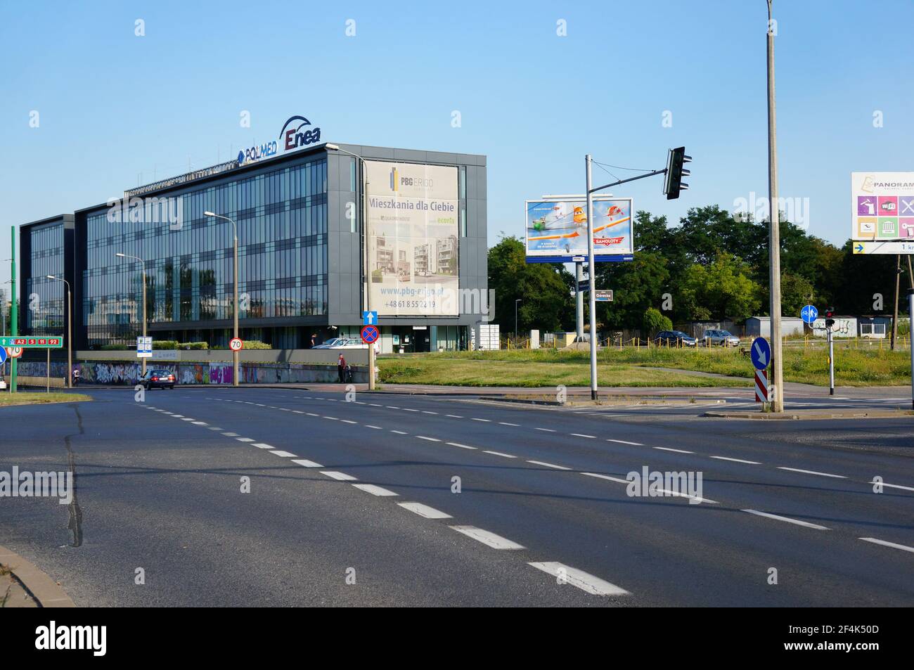 POZNAN, POLAND - Aug 17, 2013: Enea energy company office building at ...