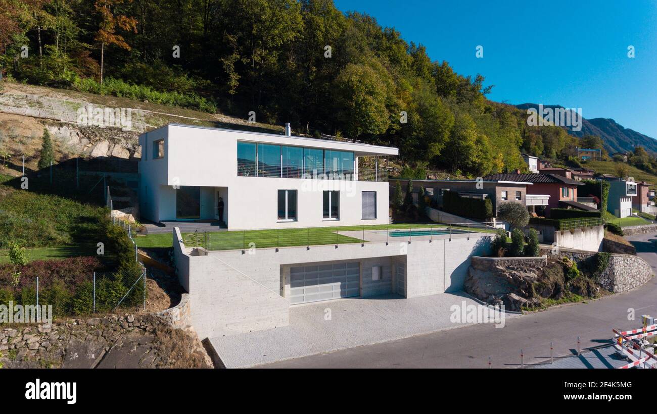 Modern villa, aerial view Stock Photo - Alamy