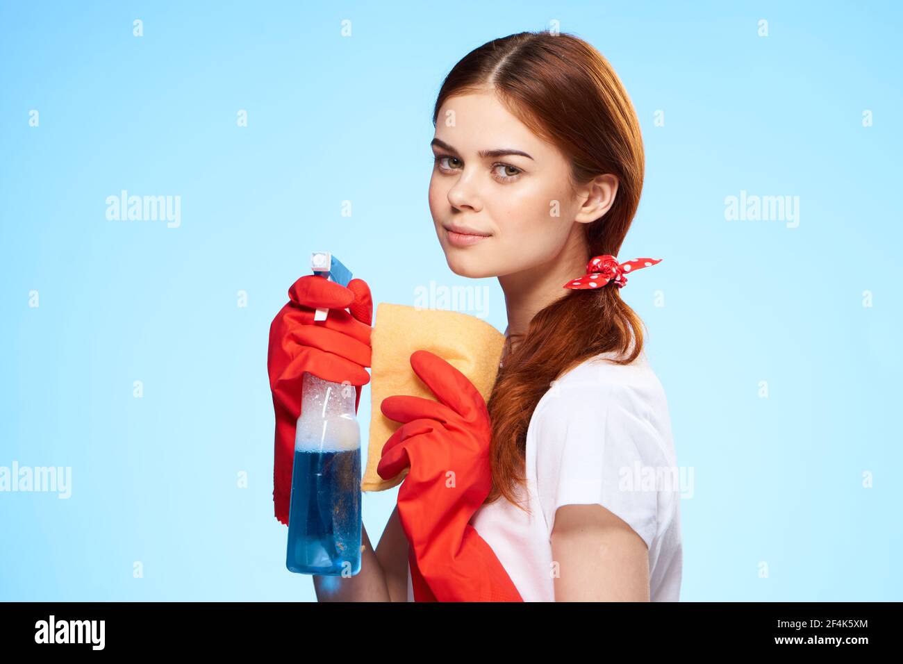 funny cleaning lady cleaning supplies housework lifestyle Stock Photo ...