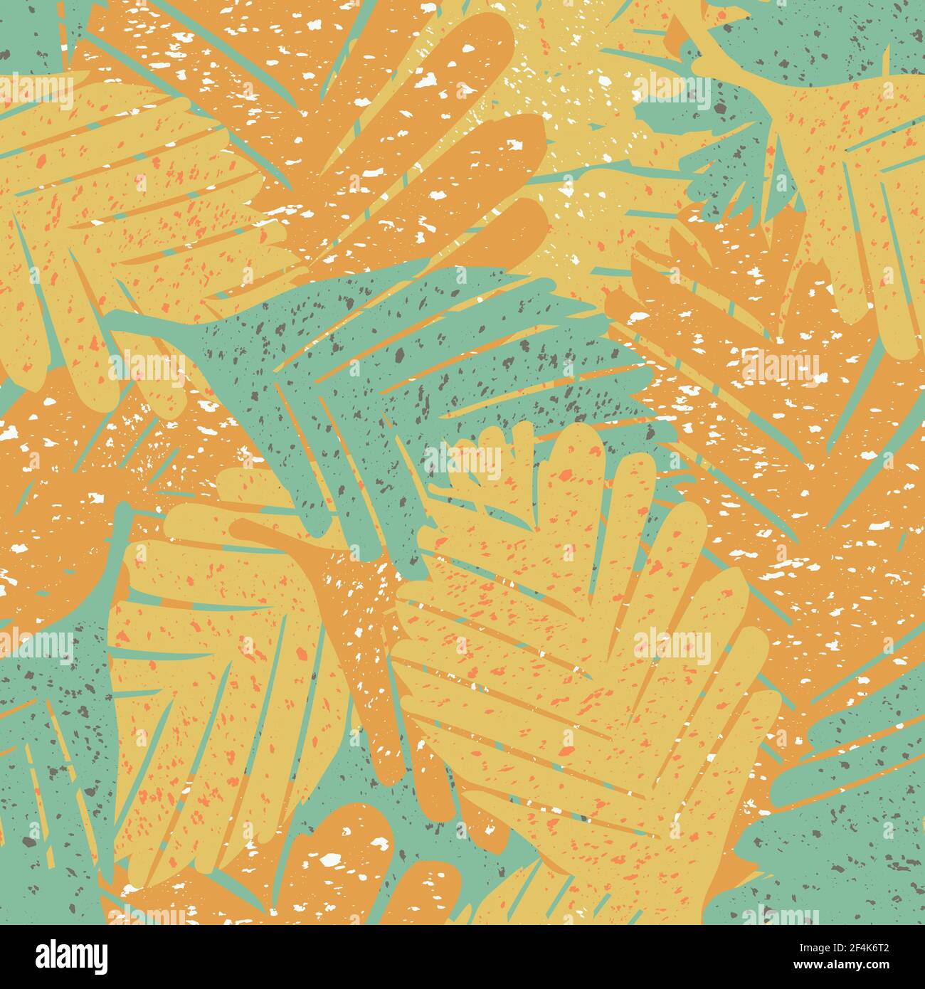 Abstract paint spatter tropical leaves seamless vector pattern ...