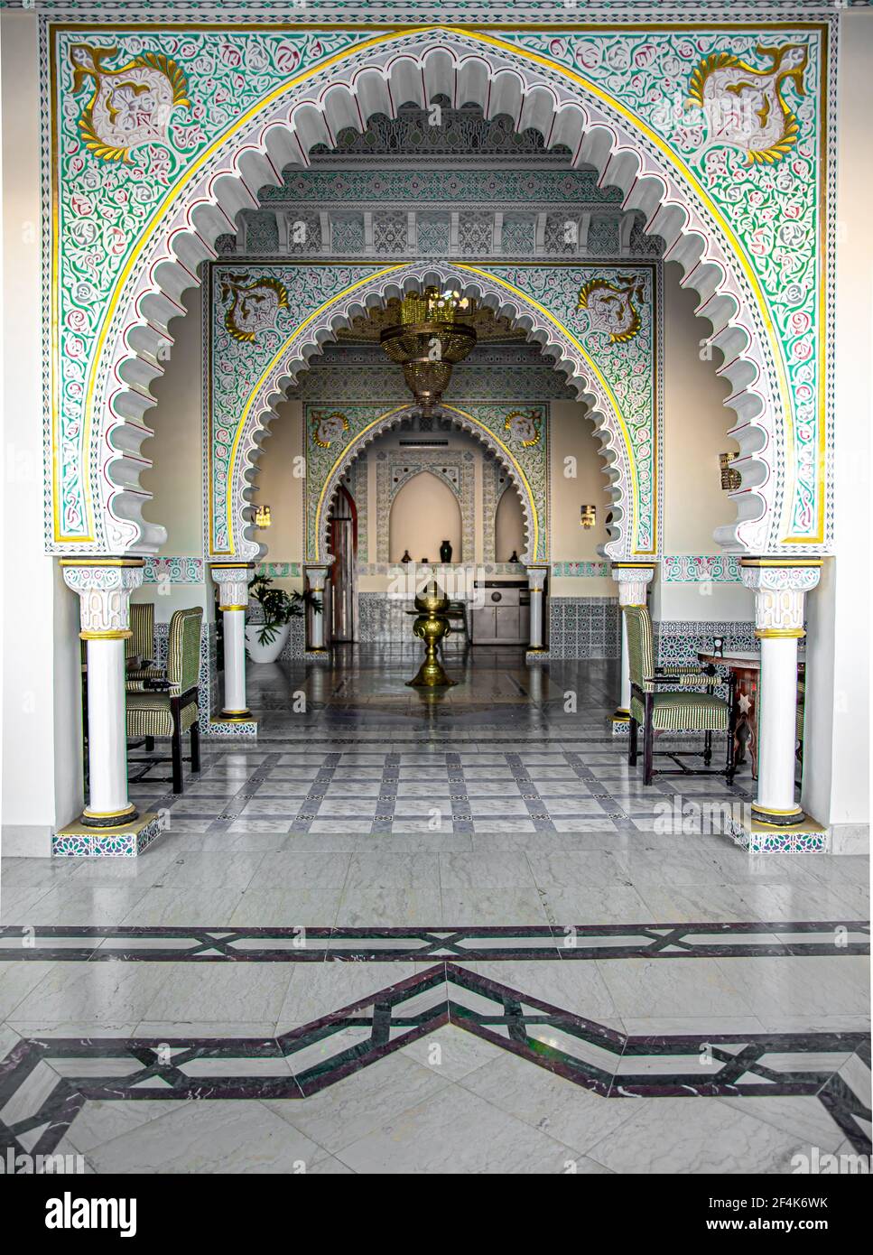 The interior of the room is in traditional Islamic style with many ...