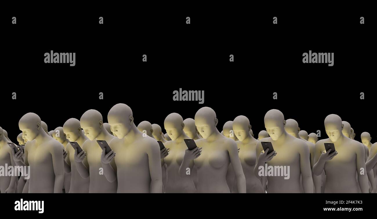 mannequins looking at the mobile phone Stock Photo - Alamy
