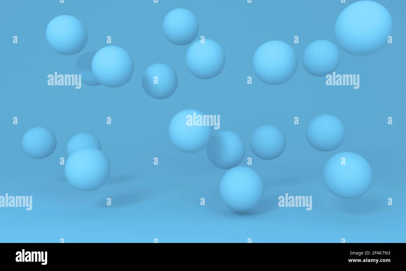 Blue floating spheres on studio background. Minimal concept. 3d ...