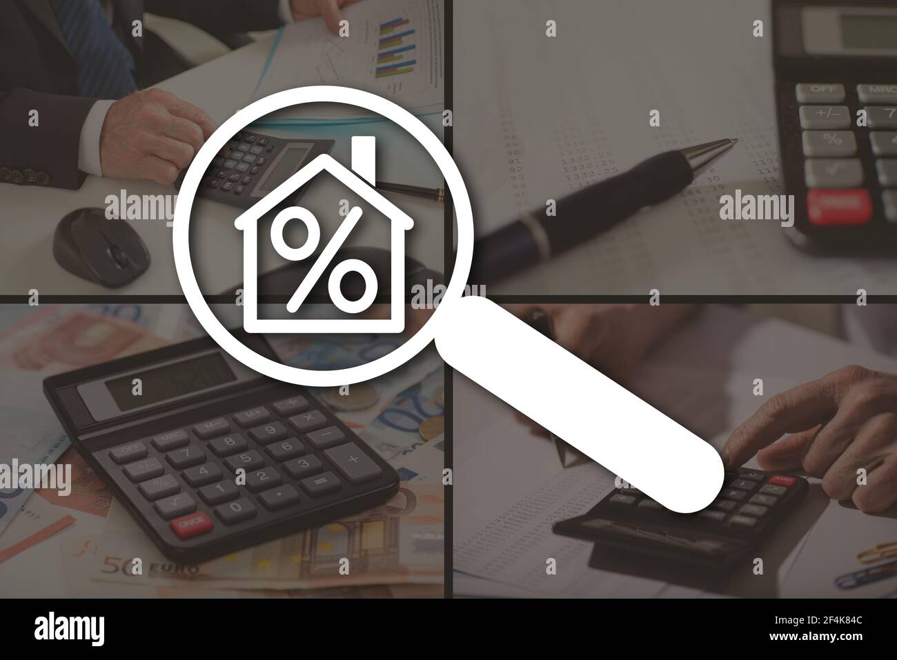 Interest rates concept illustrated by pictures on background Stock ...