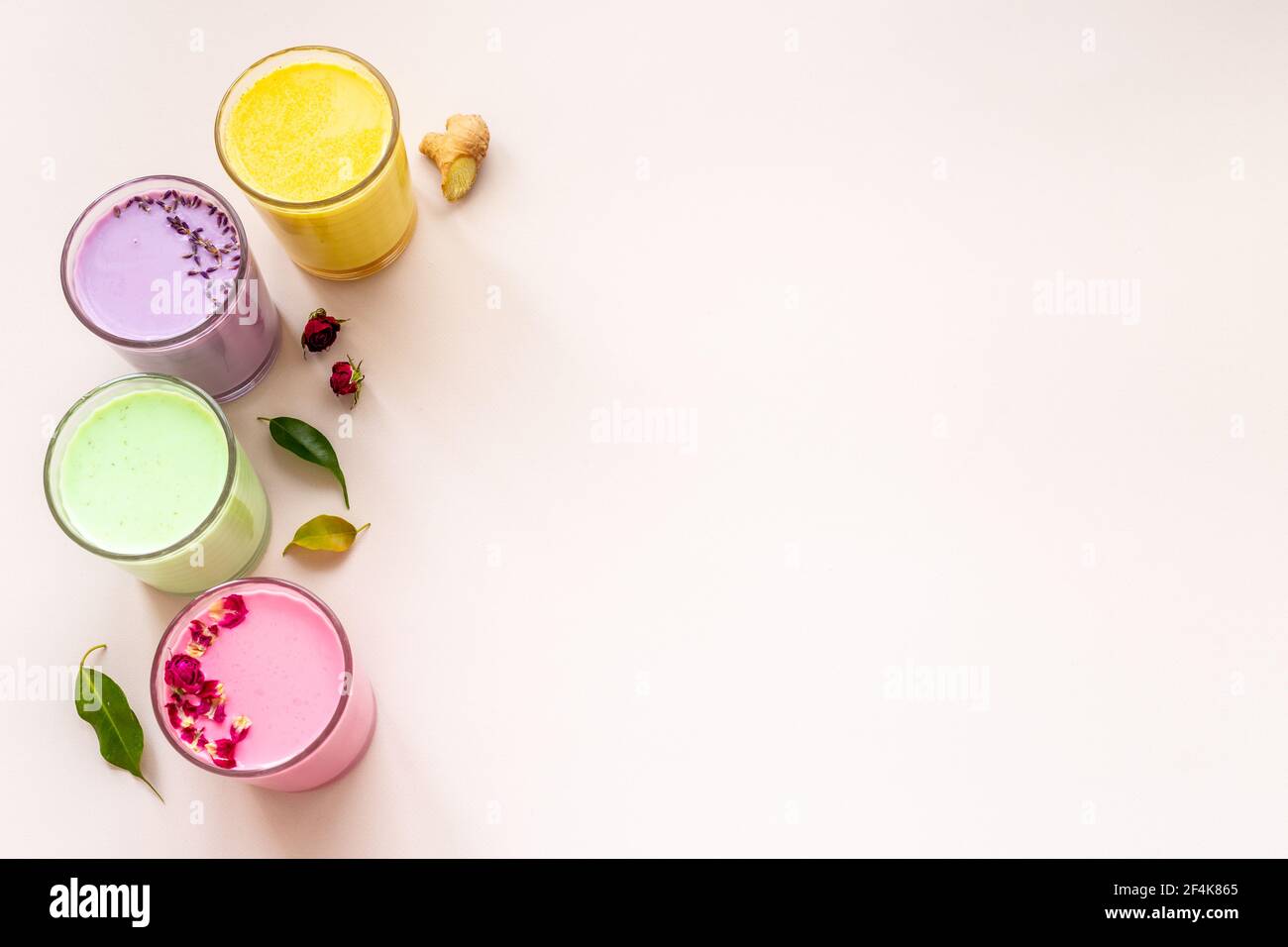 Beetroot matcha and turmeric latte coffee or tea. Healthy antioxydant ...