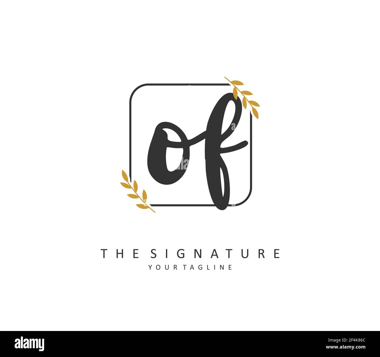 OF Initial letter handwriting and signature logo. A concept handwriting ...