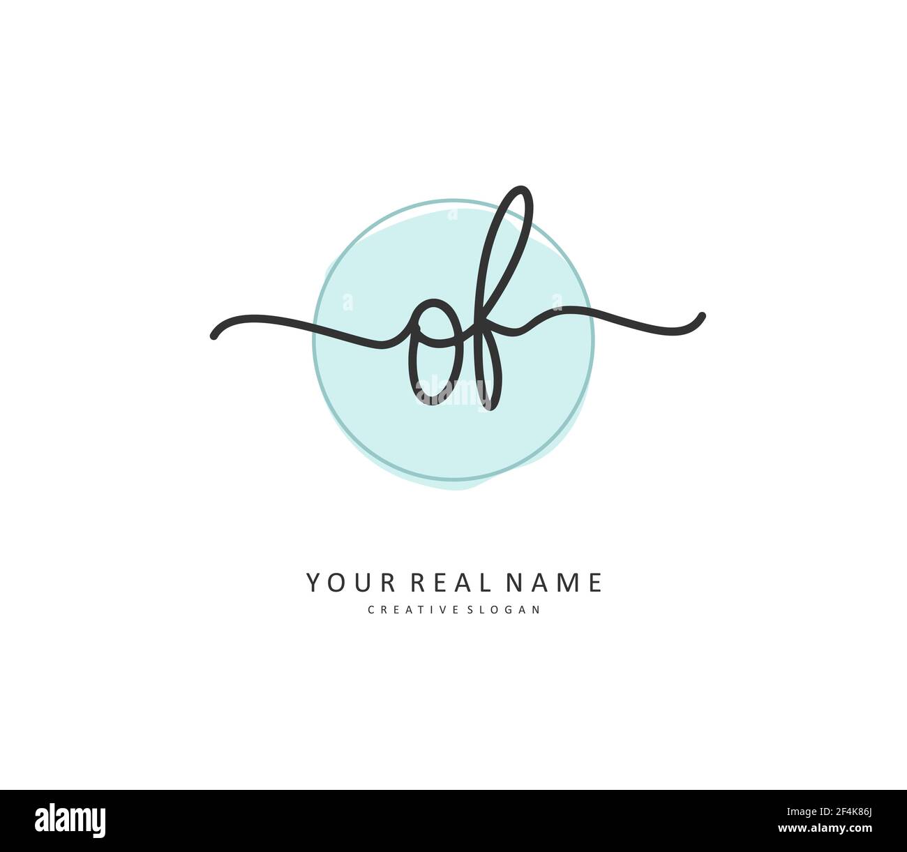 OF Initial letter handwriting and signature logo. A concept handwriting ...