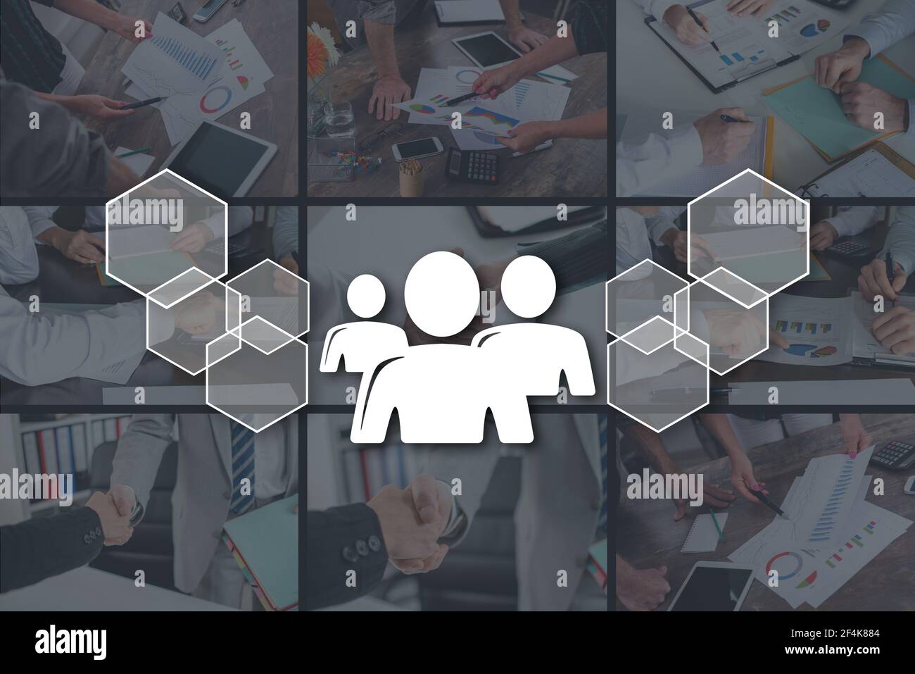 Business partner concept illustrated by pictures on background Stock ...