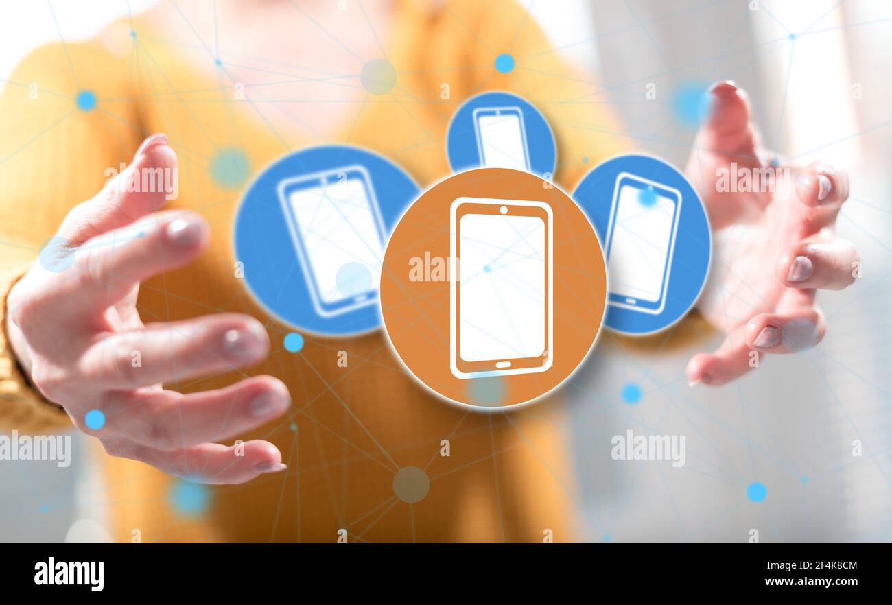 Digital communication concept between hi-res stock photography and ...