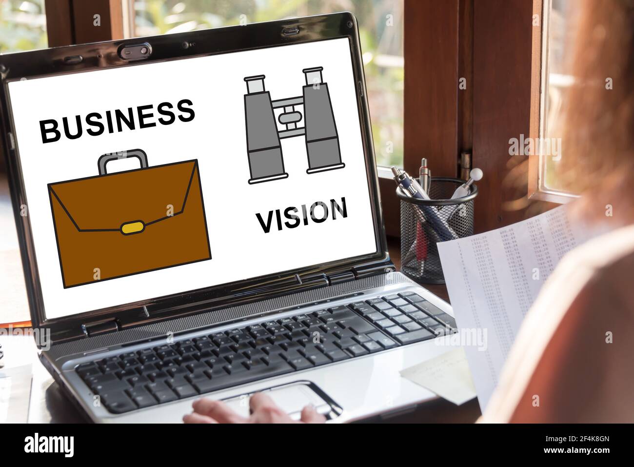 Laptop screen showing business vision concept Stock Photo - Alamy