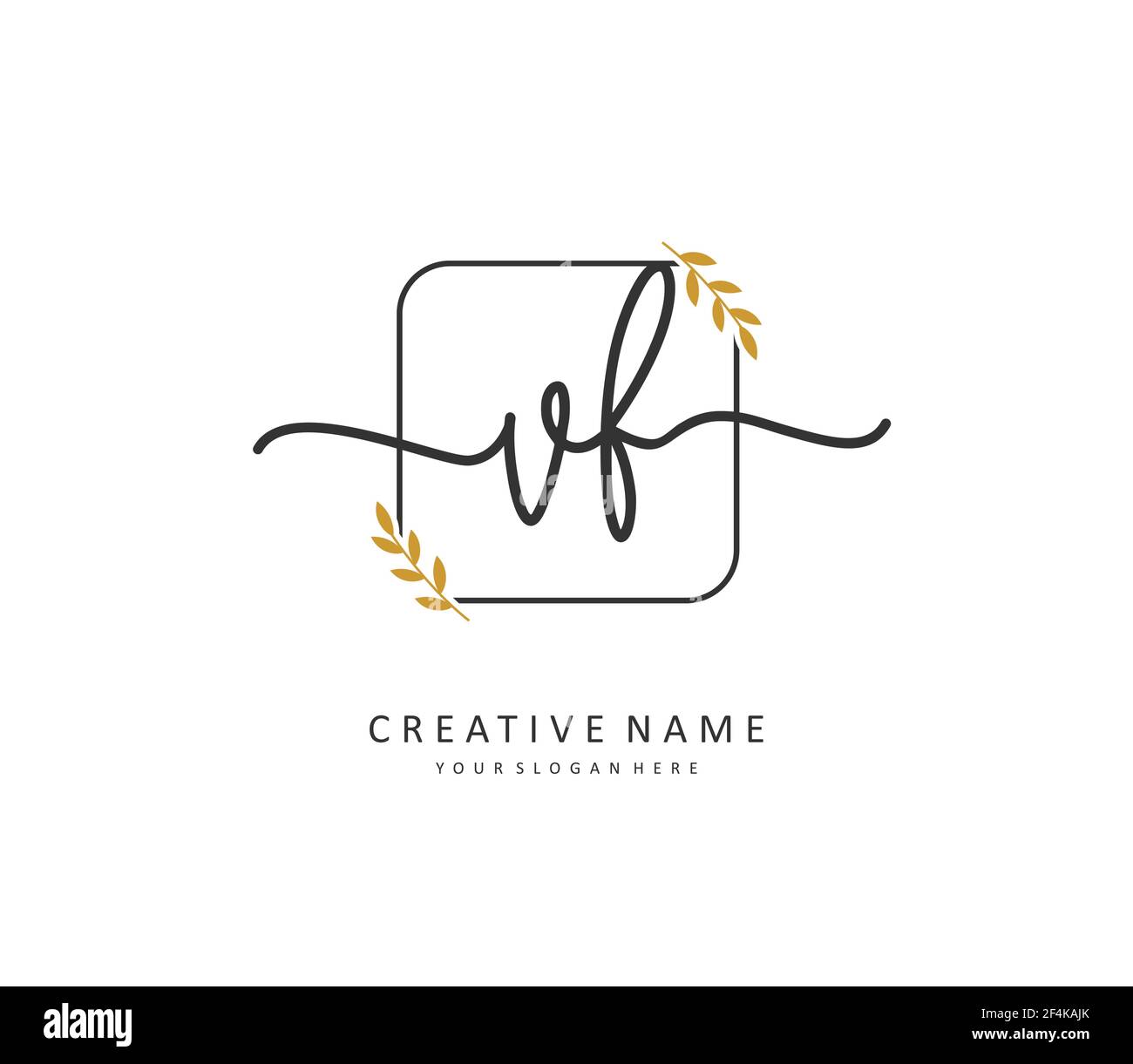 VF Initial letter handwriting and signature logo. A concept handwriting ...