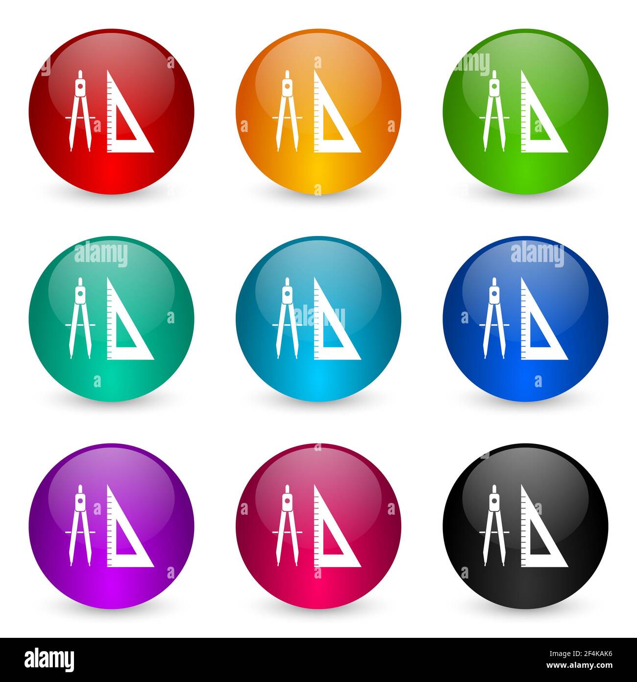 Learning, education icon set, colorful glossy 3d rendering ball buttons ...