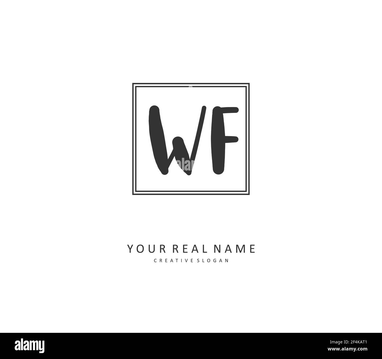 WF Initial letter handwriting and signature logo. A concept handwriting ...