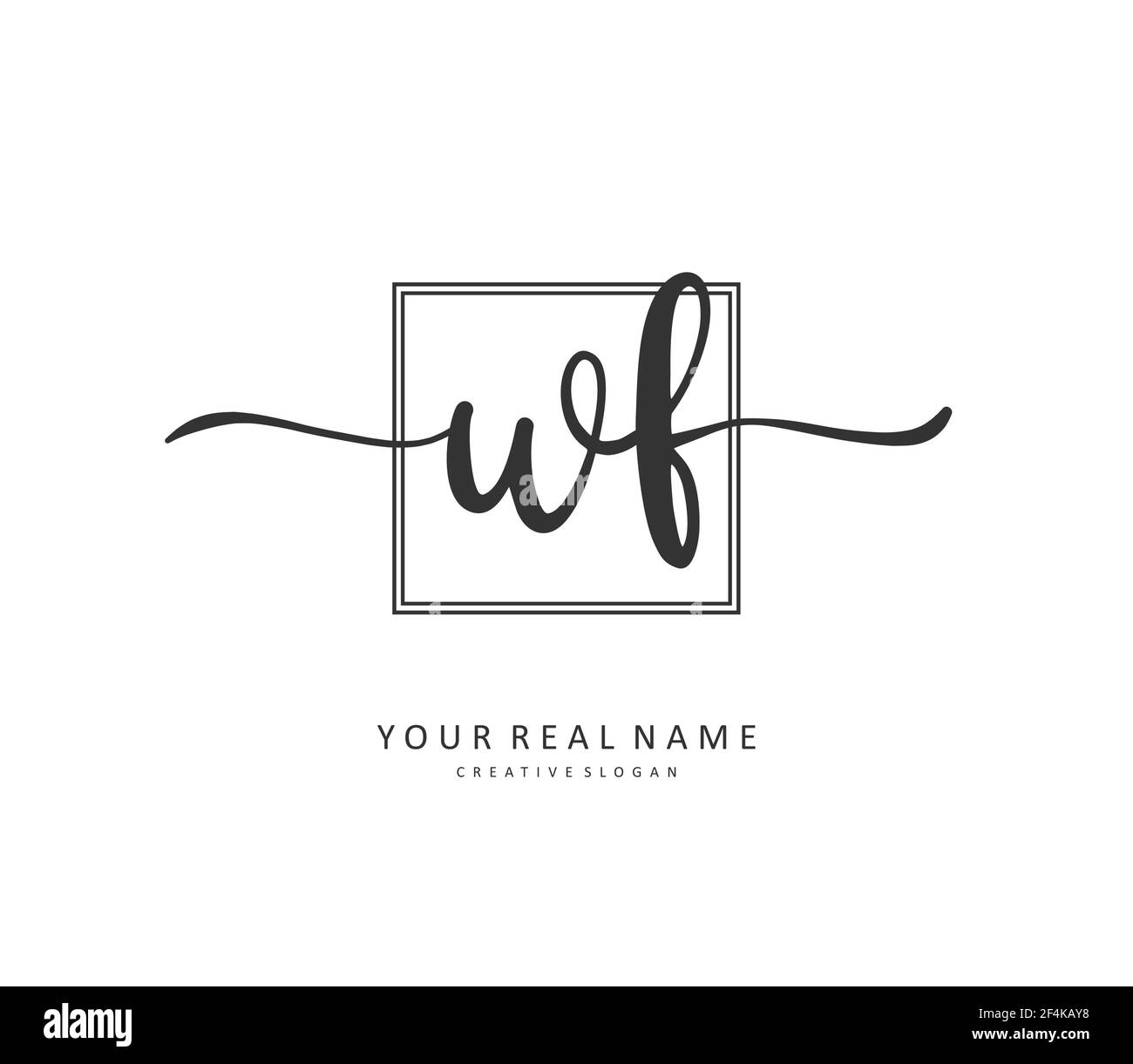 WF Initial letter handwriting and signature logo. A concept handwriting ...