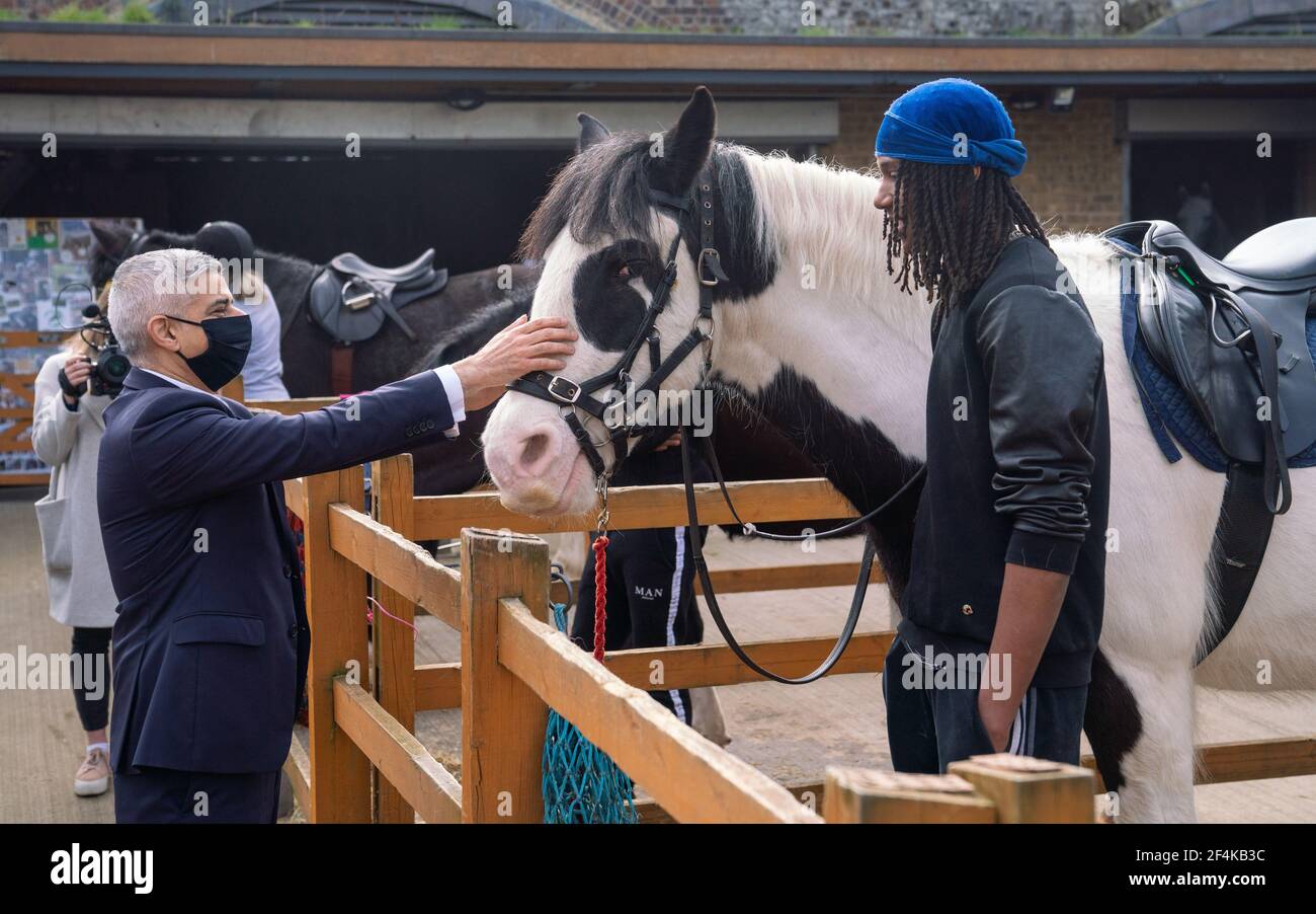 Sadiq Khan meets Mikhi (sirname not supplied) at the Ebony Horse Club ...