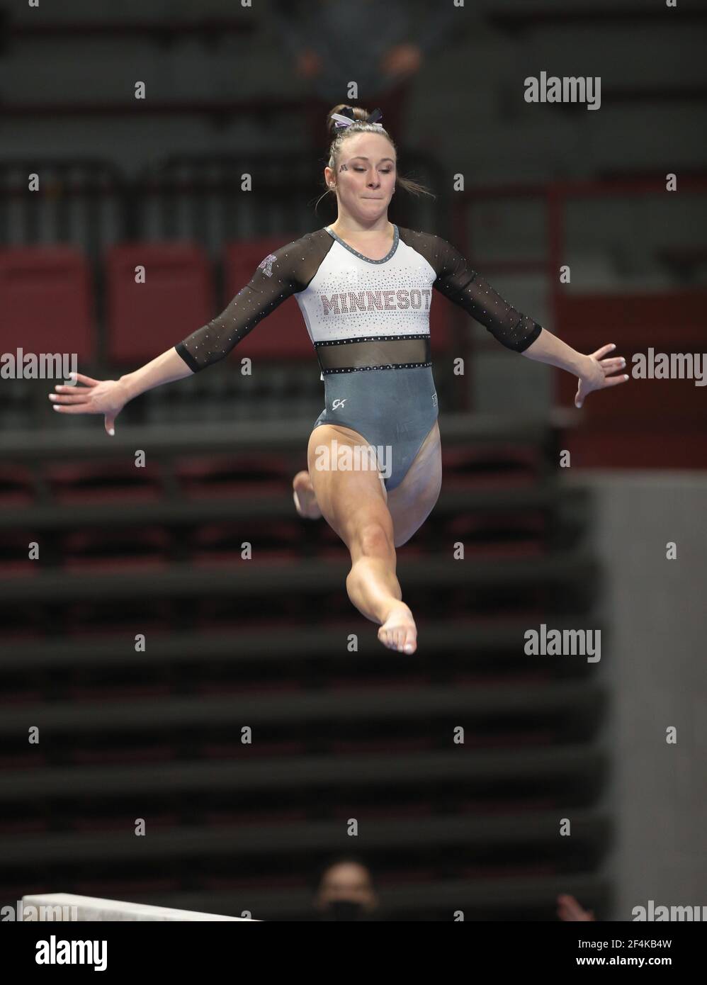 March 20, 2021: Minnesota's Lexy Ramler leaps in the air on the balance ...