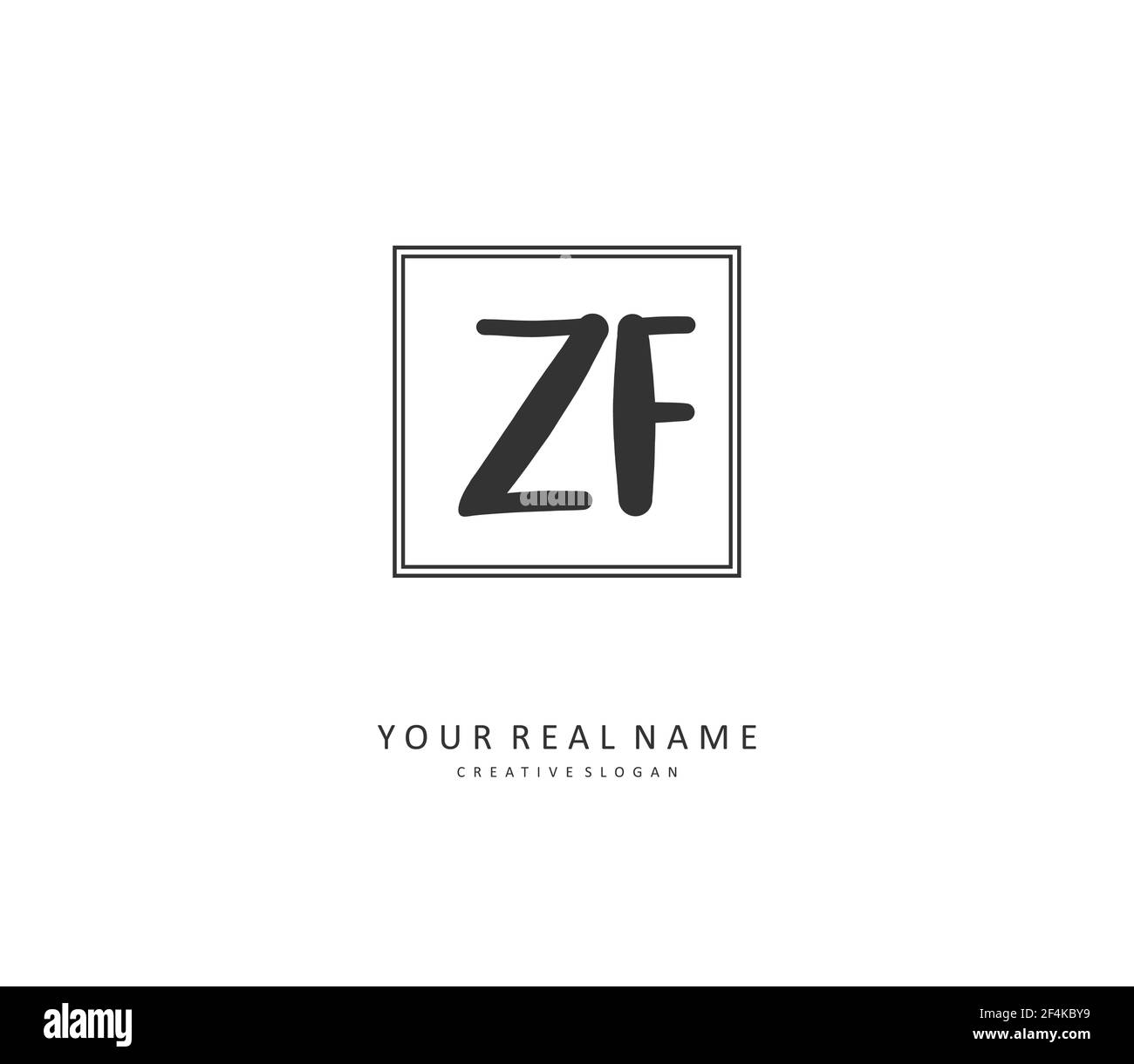 ZF Initial letter handwriting and signature logo. A concept handwriting ...