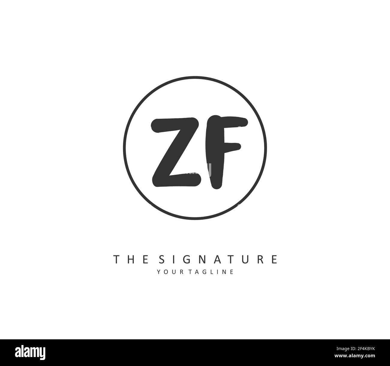 ZF Initial letter handwriting and signature logo. A concept handwriting ...