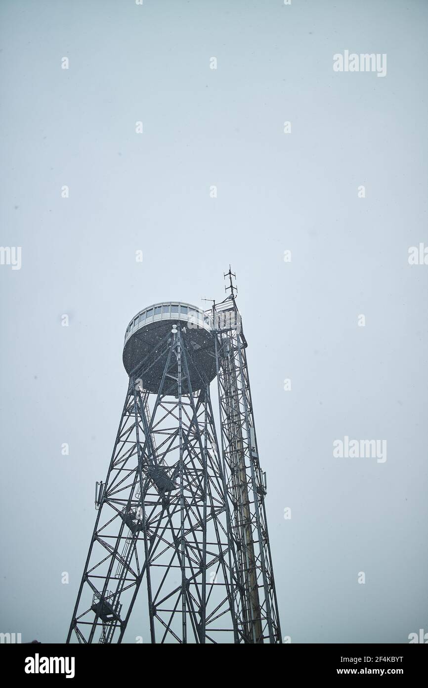a tall famous tower in denmark with grey sky Stock Photo - Alamy