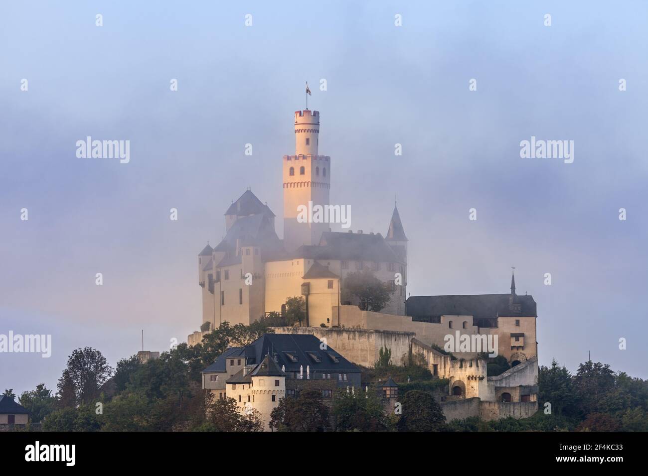 Marksburg castle in braubach over the rhine hi-res stock photography ...