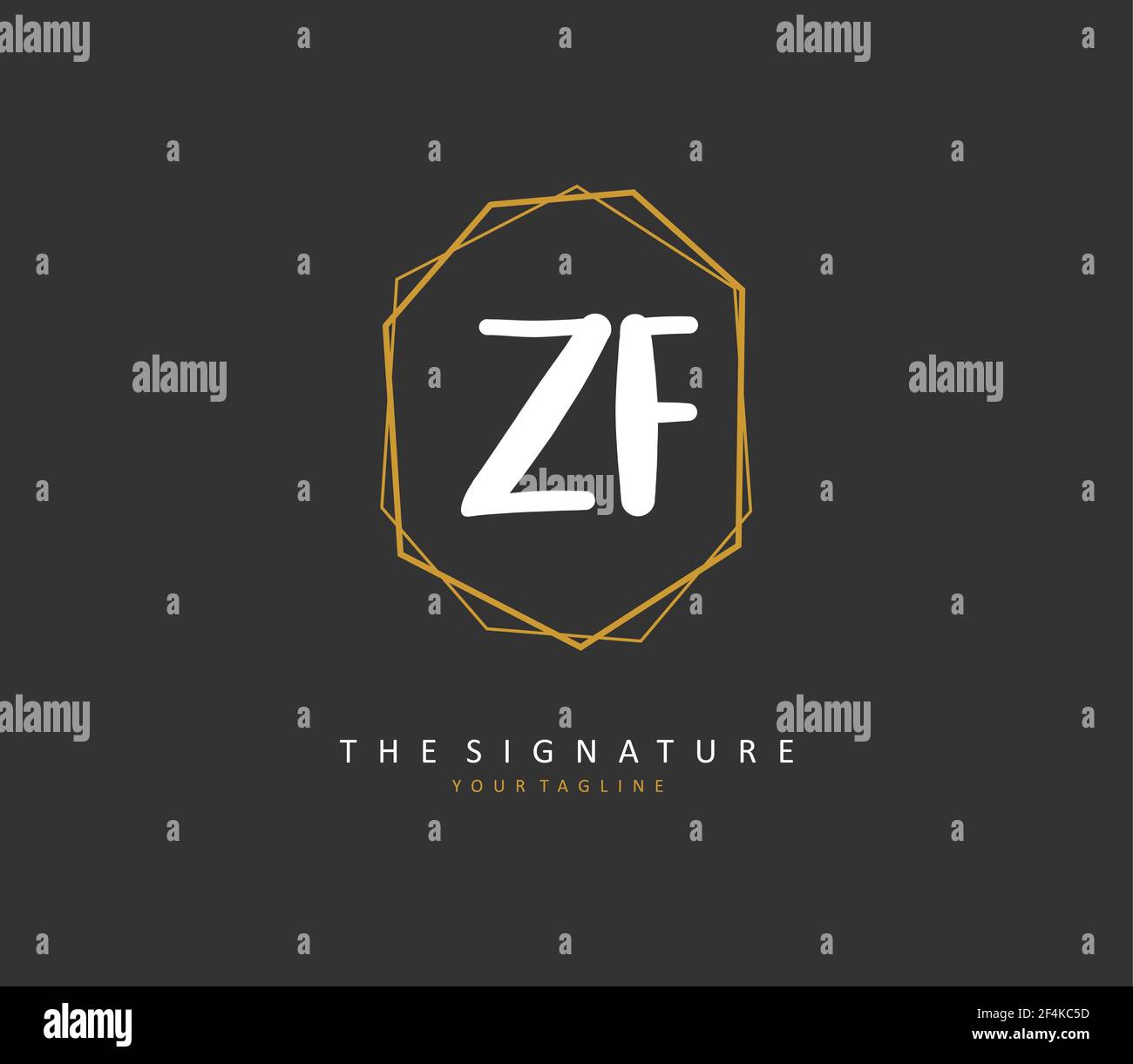 ZF Initial letter handwriting and signature logo. A concept handwriting ...