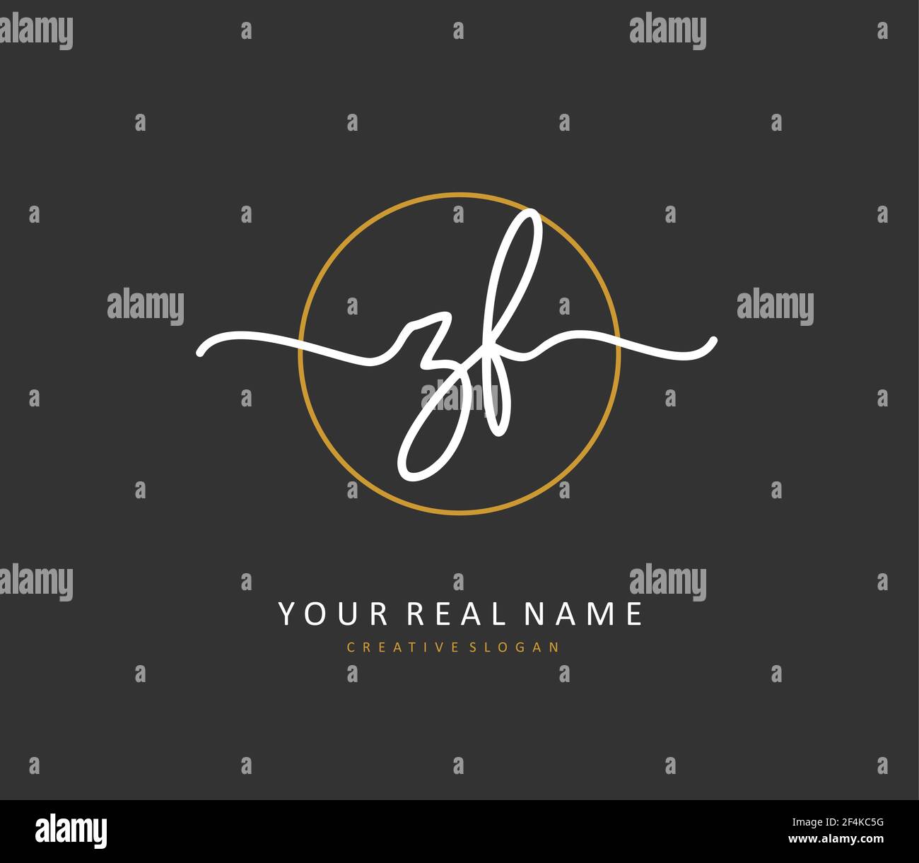 ZF Initial letter handwriting and signature logo. A concept handwriting ...