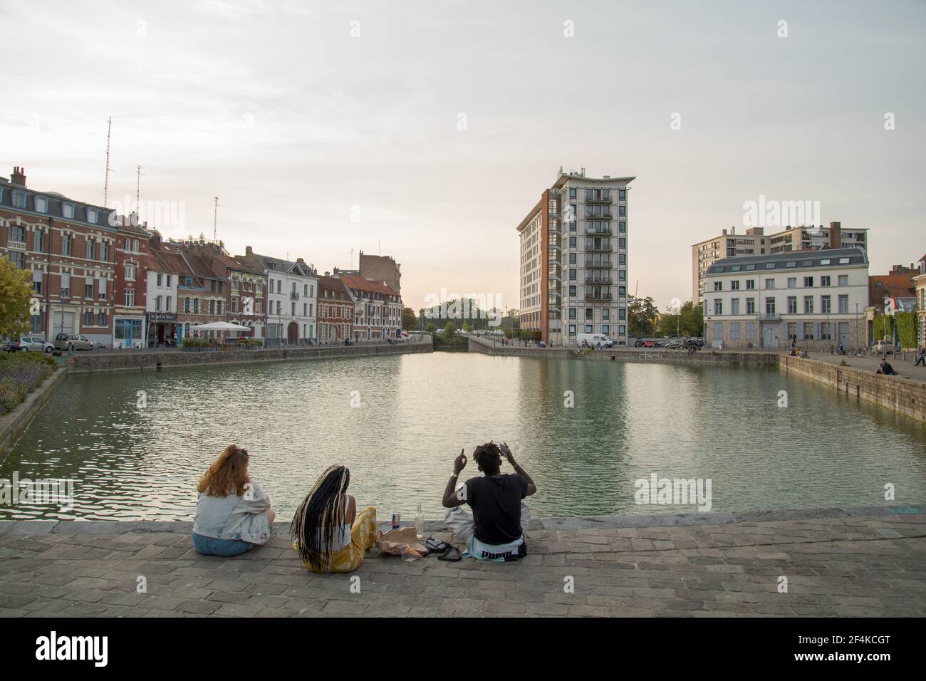 Young people in Lille channel Stock Photo - Alamy
