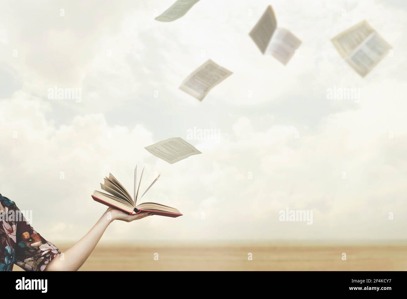 Open Book Pages Flying