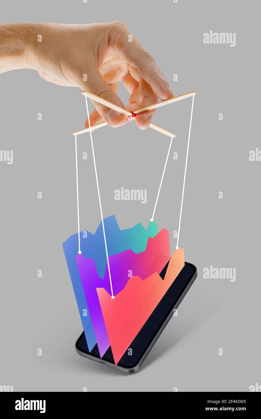 Businessman keeping the growth in economy, manipulating graphs like ...