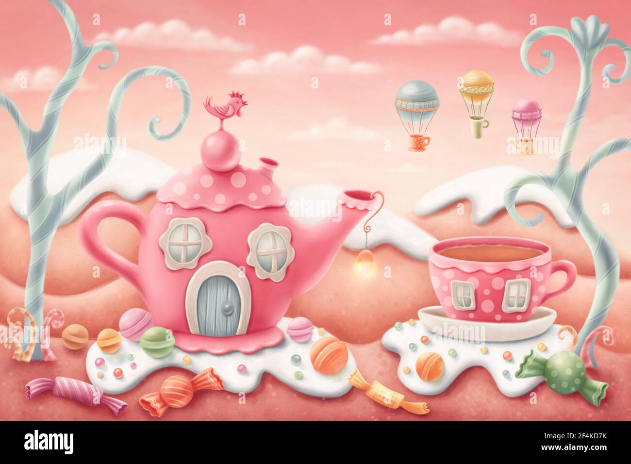 Digital Illustration of Fantasy Sweet Land Stock Photo - Alamy
