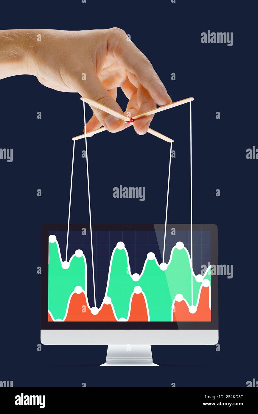 Businessman keeping the growth in economy, manipulating graphs like ...