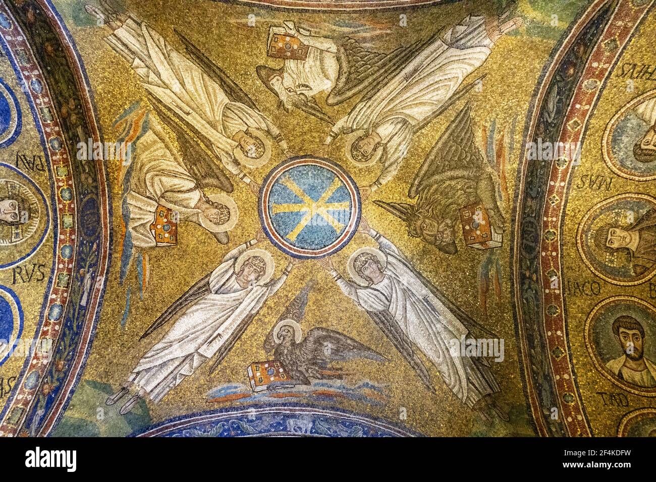 Beautiful mosaic with gospel symbols from Archbishop chapel - Ravenna ...