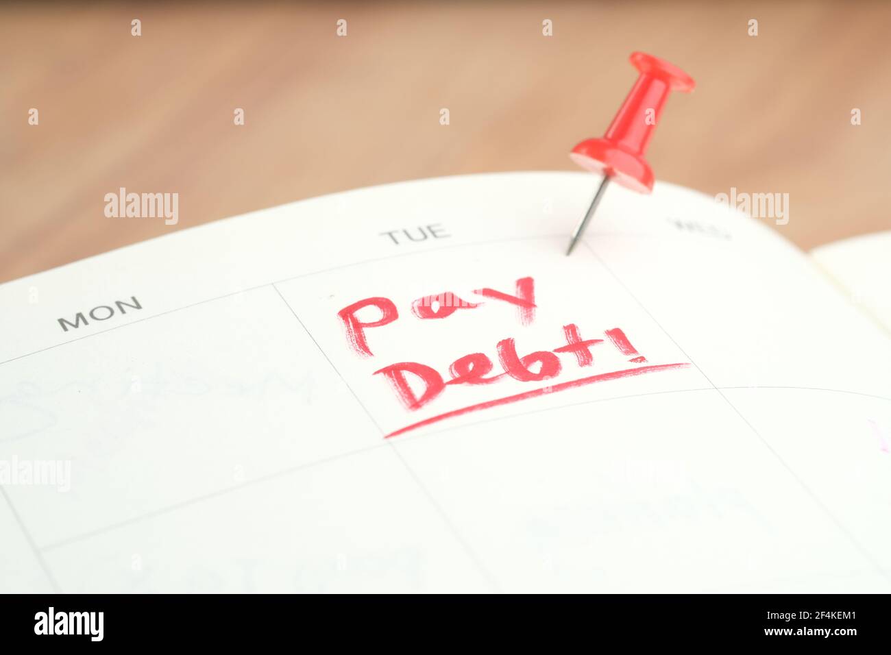 Close up pay debt word hi-res stock photography and images - Alamy