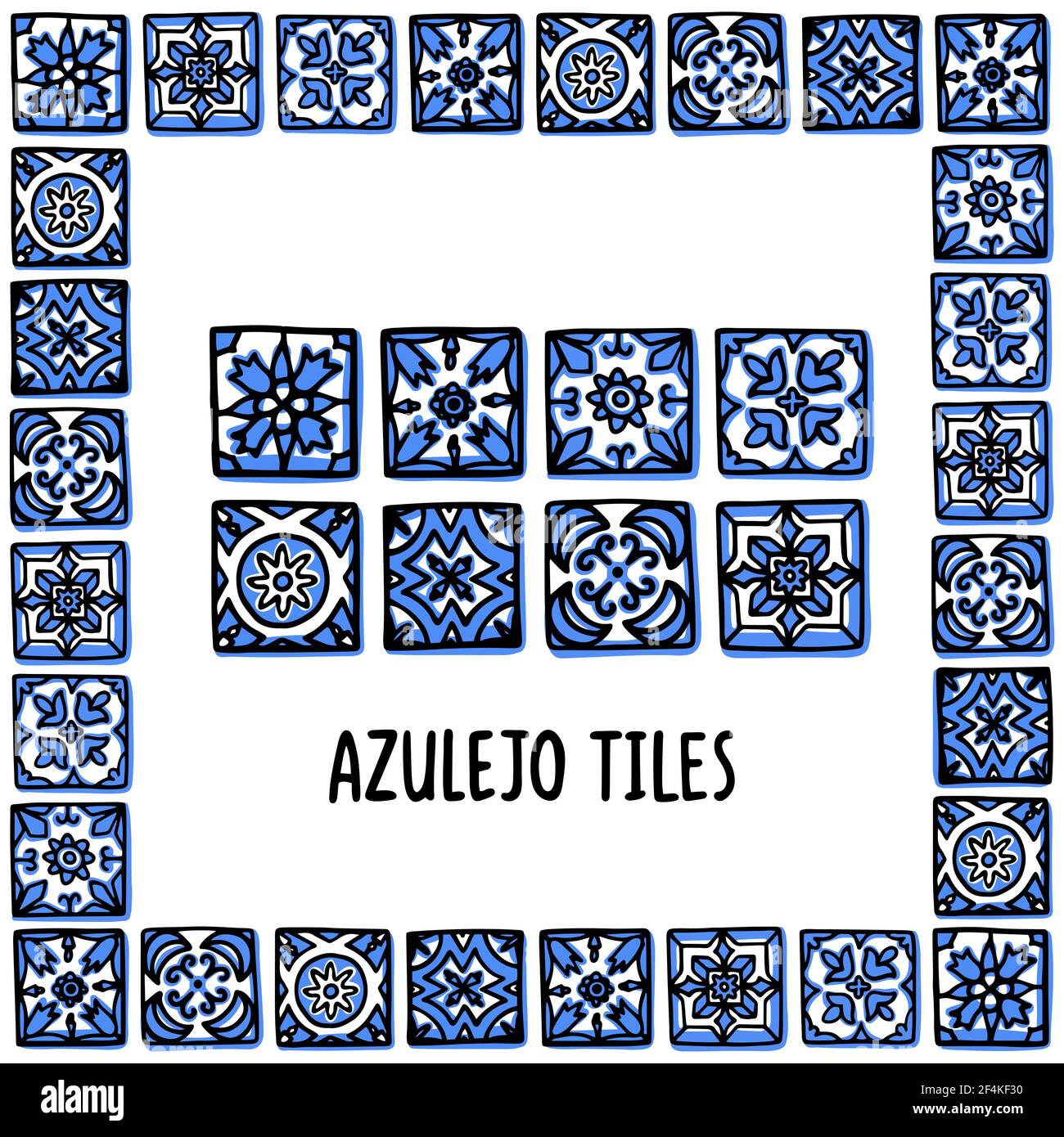 Portugal landmarks set. Portuguese tiles, azulejo. Lisbon mosaic in the ...