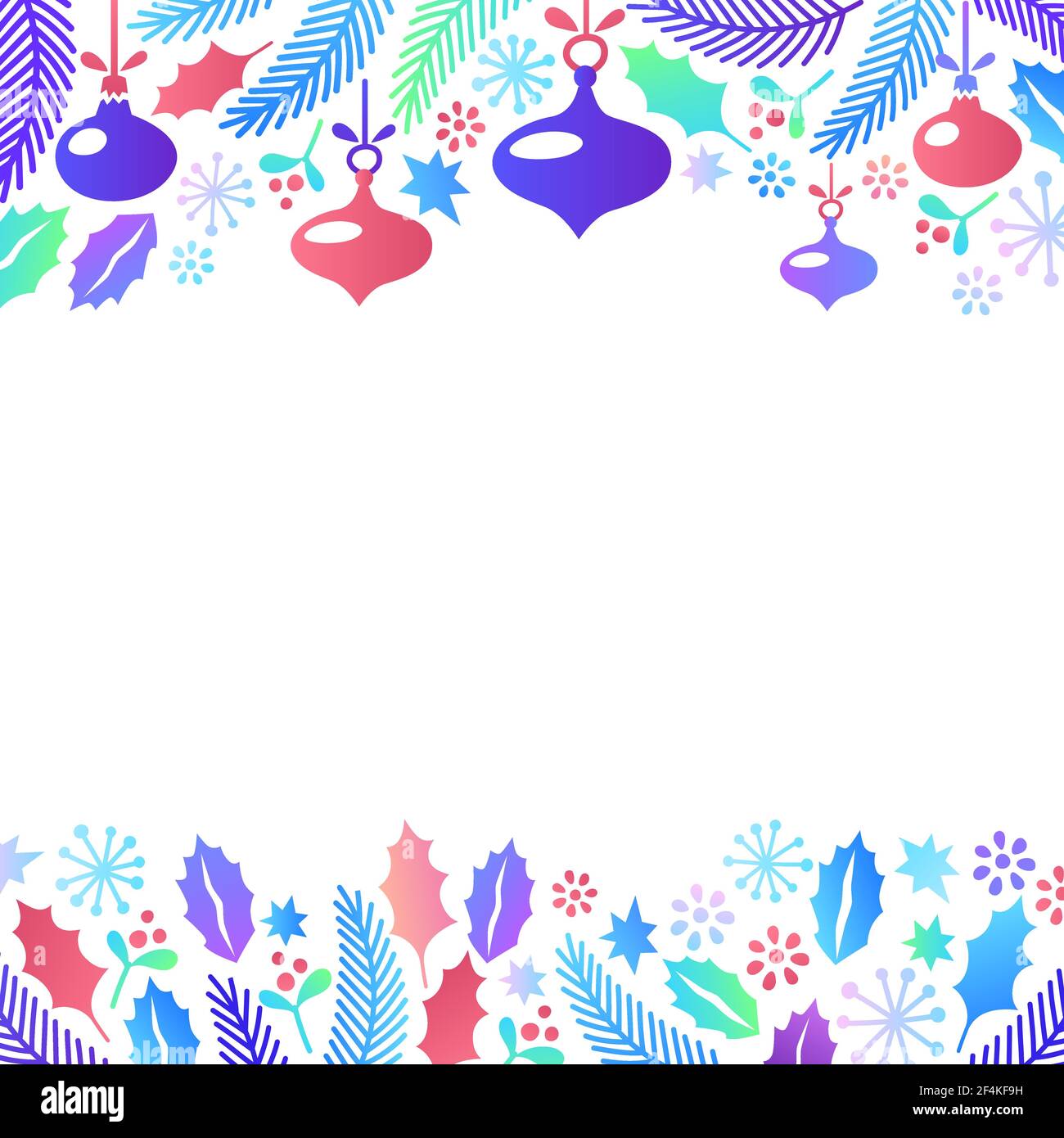 Christmas frame. Flat style cartoon christmas elements on white ...
